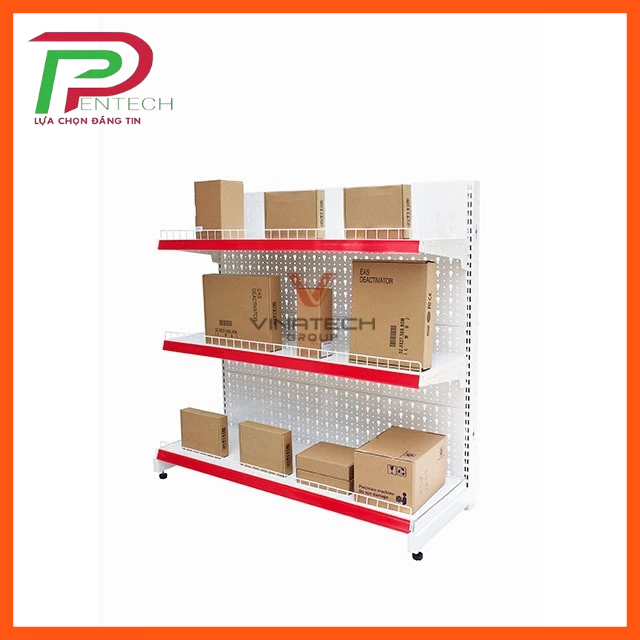 Kệ siêu thị Đơn 1 mặt khung lỗ Vinatech (Dài 120 x Cao 120 x 3 tầng ...