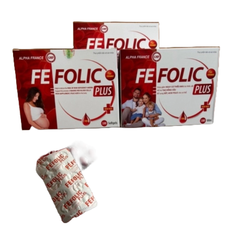 FE FOLIC PLUS Bồ sung sắt- acid folic- giảm nguy cơ thiếu máu do thiếu sắt Hộp 100 viên- Châu ...