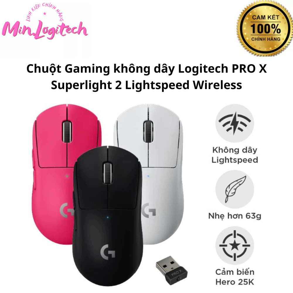 Chuột gaming Logitech G PRO X SUPERLIGHT 2 Lightspeed - Nhẹ 60g, Switch ...