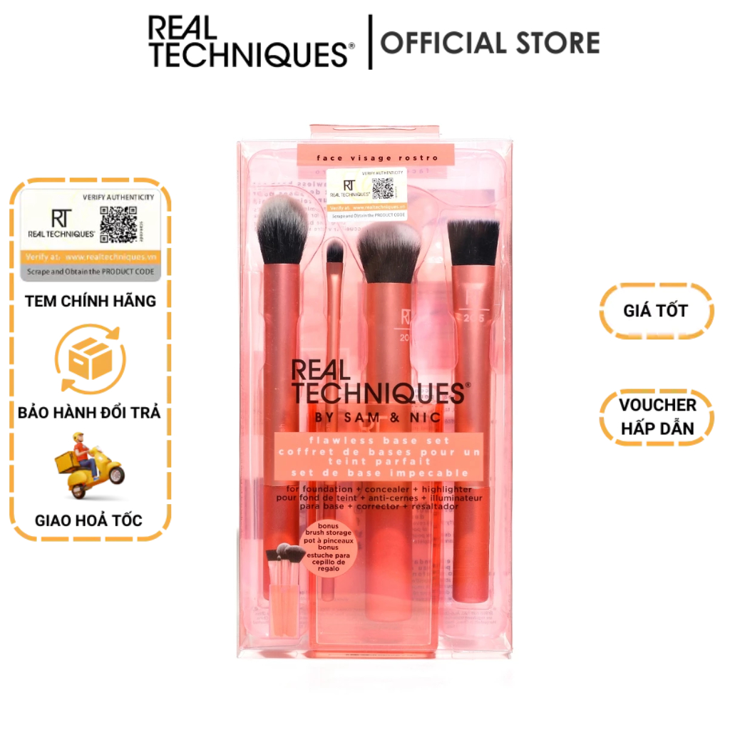 Bộ cọ trang điểm 4 cây Real Techniques face base set | Shopee Việt Nam