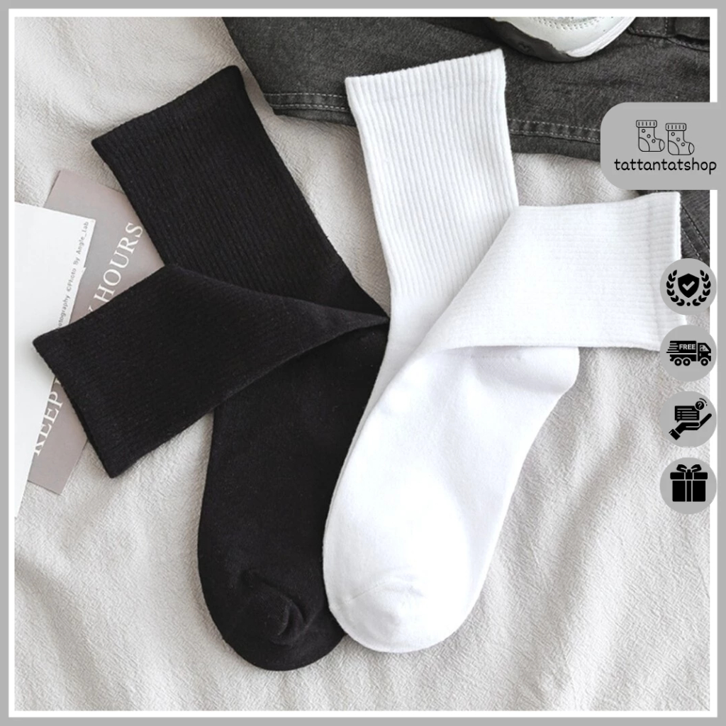Tất vớ nam nữ chất liệu vải Hàn co giãn bốn chiều, kiểu dáng trơn phong ...