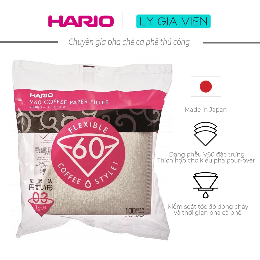 Túi Giấy Lọc Cà Phê Drip V60 Hario Coffee Paper Filter Loại 3 Ly (Pha ...