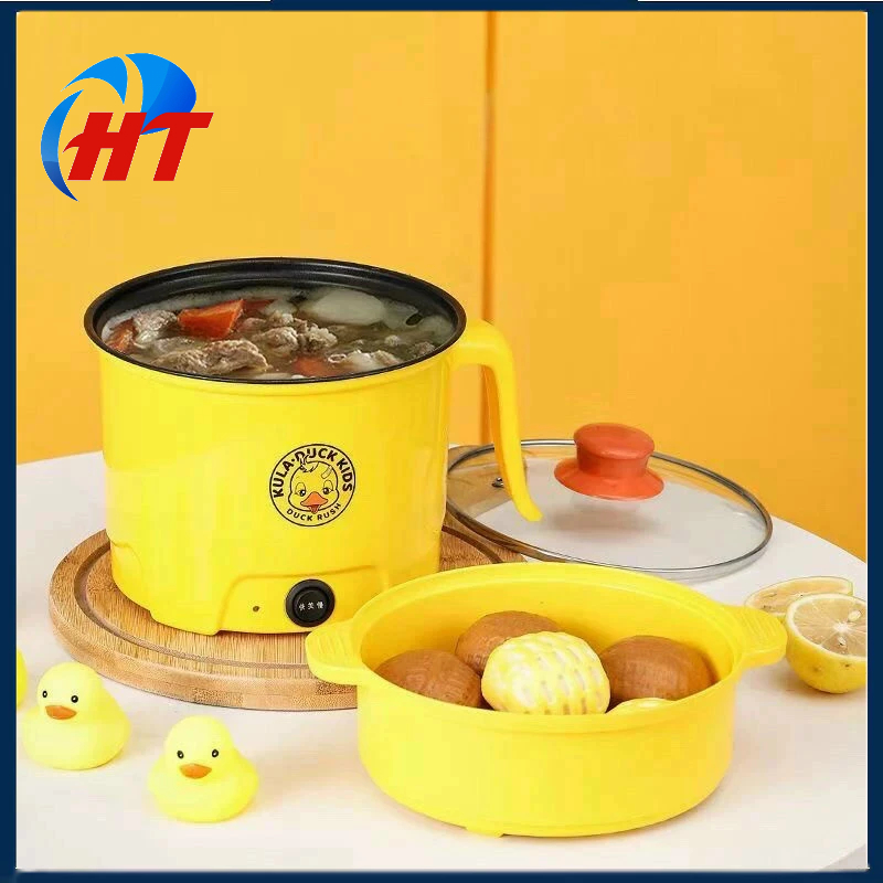 Nồi lẩu mini đa năng, ca nấu mì Vịt Vàng 18cm 2 nấc nhiệt kèm giá hấp ...
