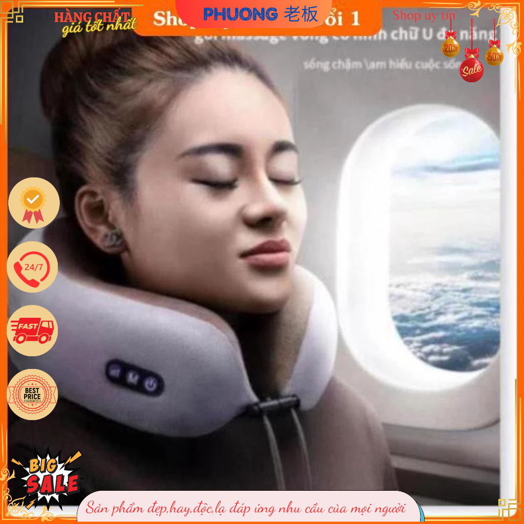 Gối Massage Cổ Chữ U 360 Đa Năng Hỗ Trợ Mát Xa Vùng Cổ Vai Gáy Gối Massage Cổ Nhật Bản