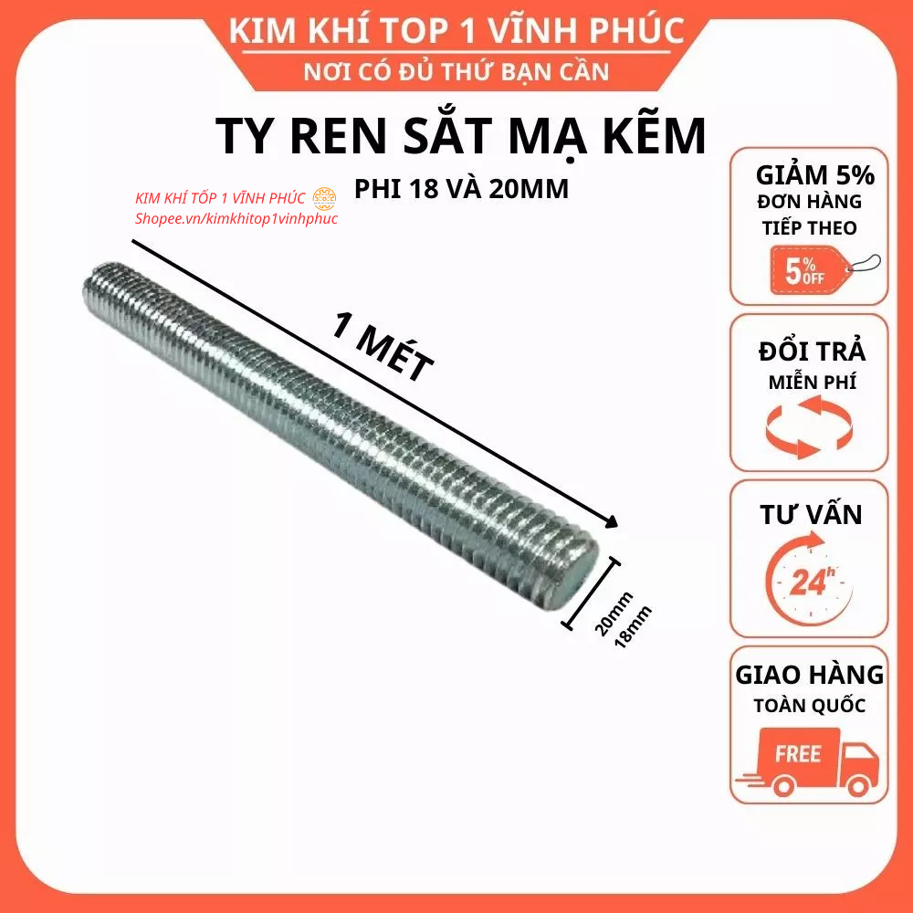 Ty ren sắt m18 m20 18mm 20mm dài 1m | Shopee Việt Nam