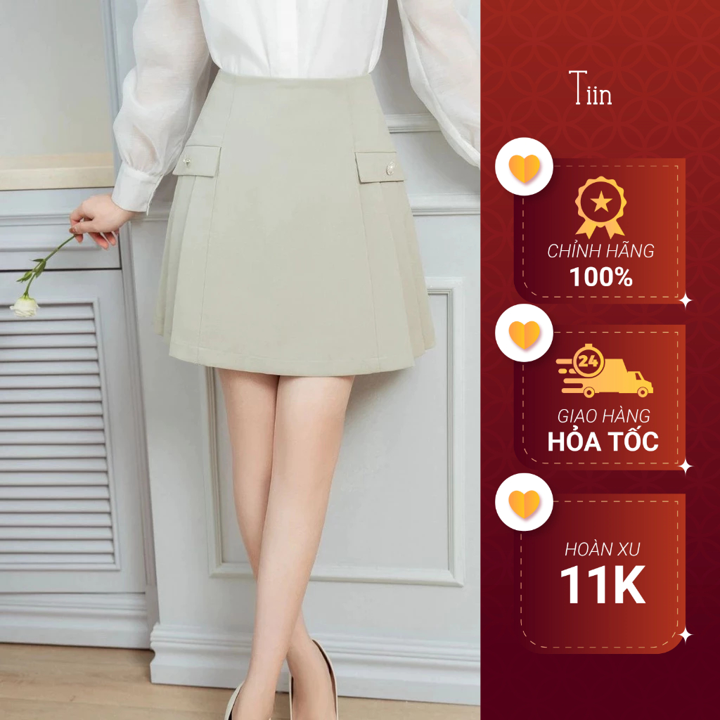 Chân váy xếp ly 2 bên nắp túi khuy TIINSTORE CHN245 | Shopee Việt Nam