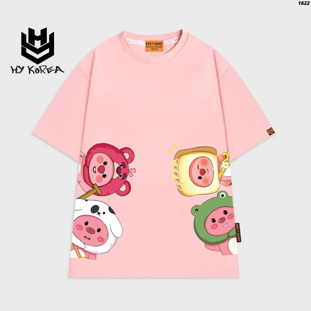 Áo thun Loopy gấu dâu HY KOREA 1622 tay lỡ form rộng nam nữ cute ...