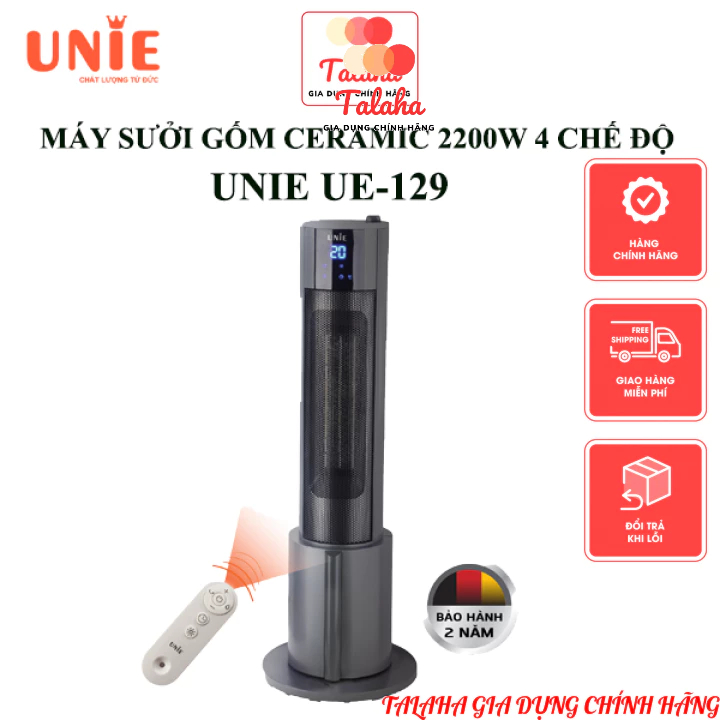 Máy sưởi gốm Quạt sưởi phòng tắm UNIE UE-129 UE-125 công suất 2000W có điều khiển từ xa BH 12 ...