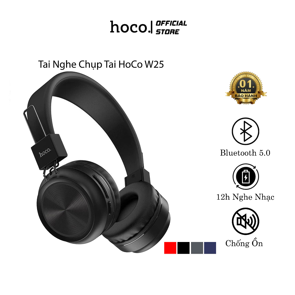 Tai Nghe Chụp Tai Bluetooth Hoco W25, Micro Đàm Thoại, 12H Nghe Nhạc, Đệm Mút Không Đau Tai, Kèm ...
