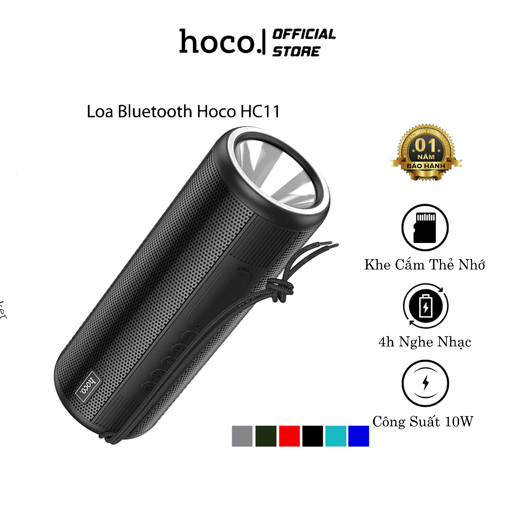 Loa Bluetooth Hoco HC11, Tích Hợp Đèn Pin, Hỗ Trợ Khe Cắm Thẻ Nhớ, USB ...
