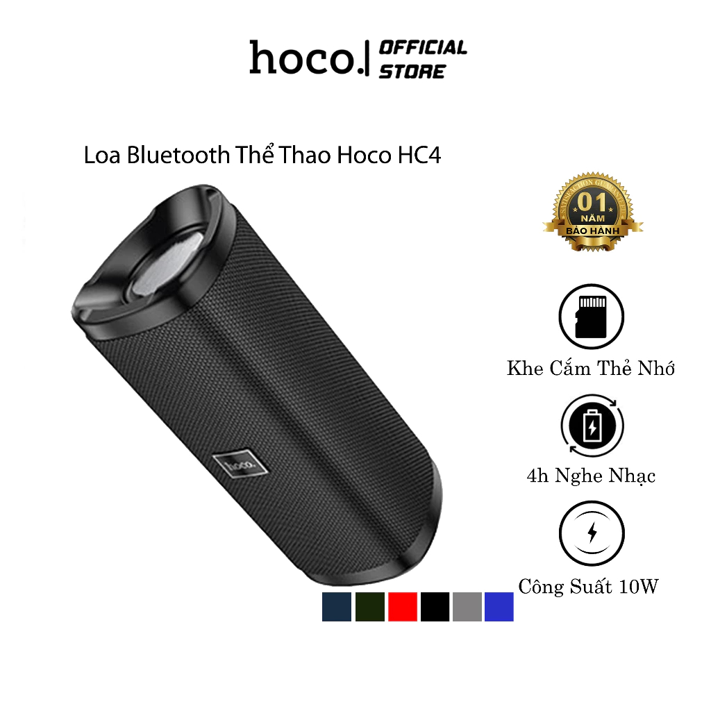 Loa Bluetooth Thể Thao Hoco HC4, Công Suất 10W, Dung Lượng Pin 1500mAh, Hỗ Trợ Thẻ Nhớ, USB, 4H ...
