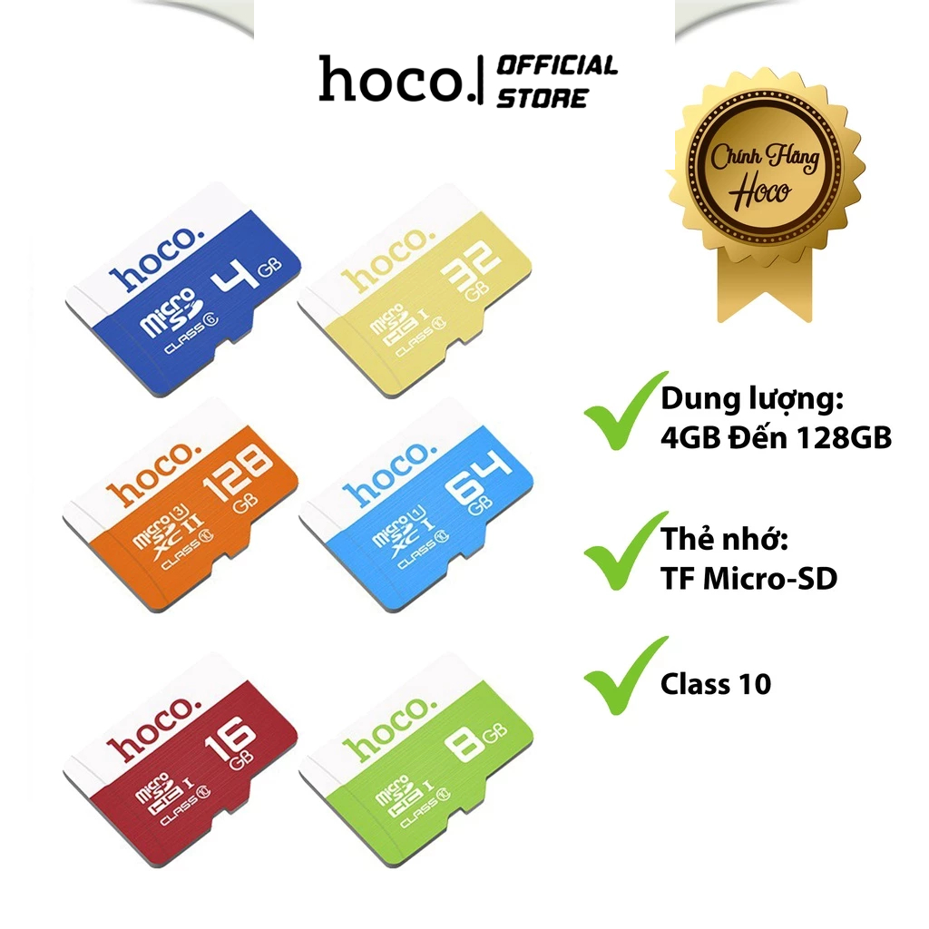 Thẻ Nhớ Micro SD Hoco 4GB/8GB/16GB/32GB/64GB/128GB Class 10 Chính Hãng | Shopee Việt Nam