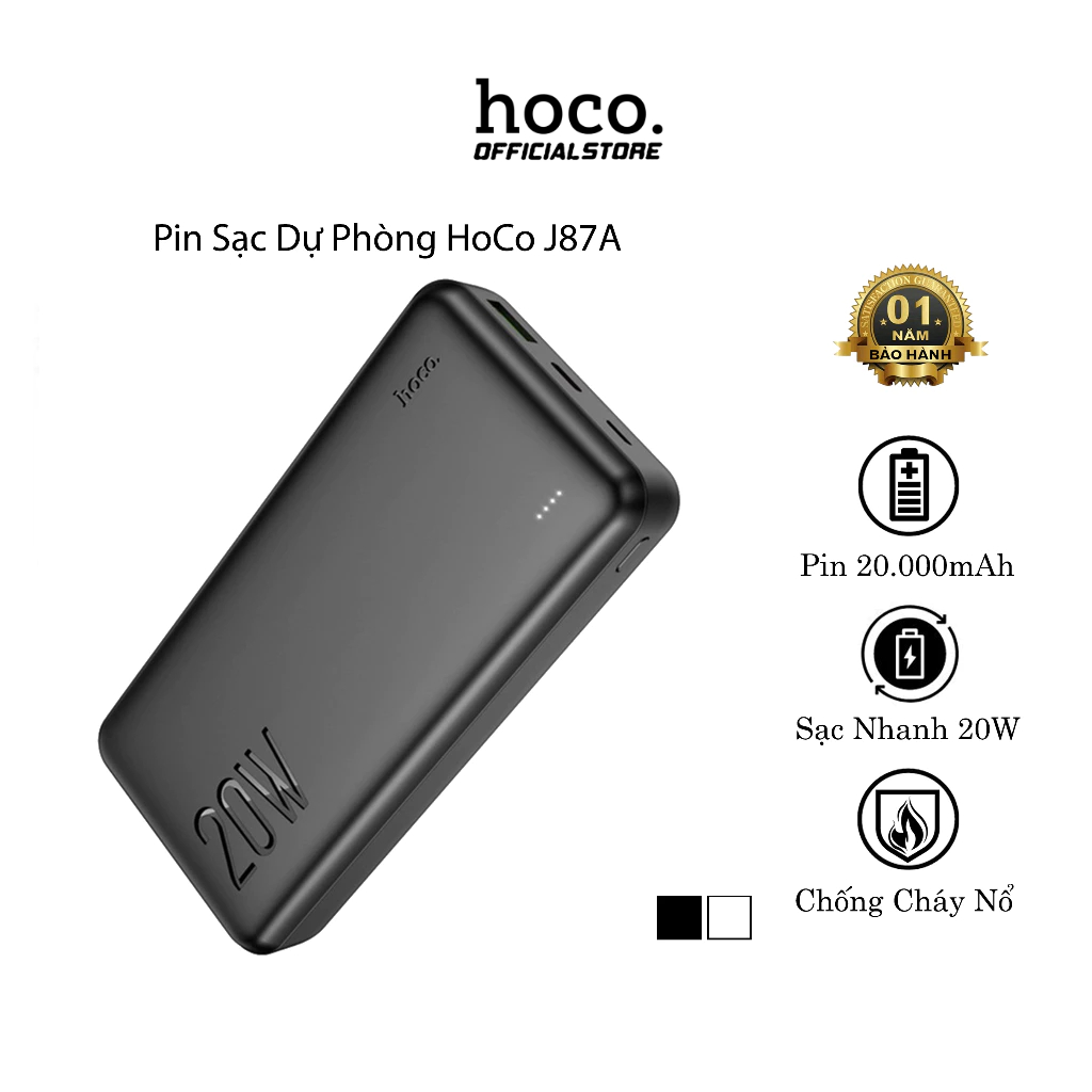 Pin sạc dự phòng Hoco J87/J87A 10000mAh/20000mAh, hỗ trợ sạc nhanh 20W ...
