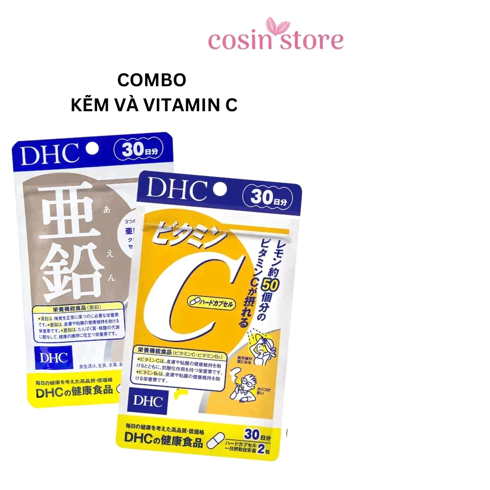 Combo Viên uống Kẽm DHC và Vitamin C DHC 30 ngày dùng hỗ trợ ngừa mụn mờ thâm shop Cosin Store ...
