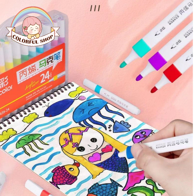 Bút Màu Acrylic Marker Vẽ Trên Mọi Chất Liệu Có Thể Vẽ Đè Màu 60/80 Cao ...