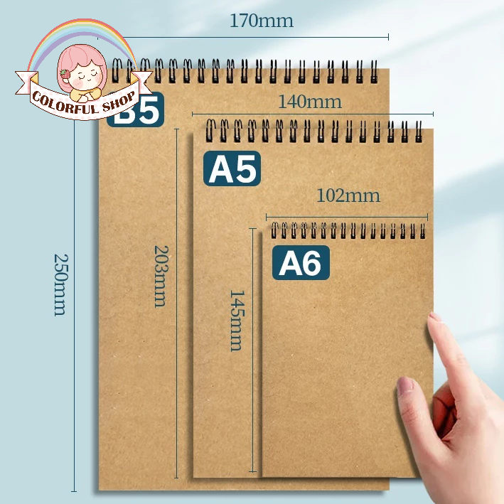 Sổ tay Lò Xo Đứng Bìa Kraft Vintager A6/A5/B5- 160 Trang (80 tờ) | Shopee Việt Nam