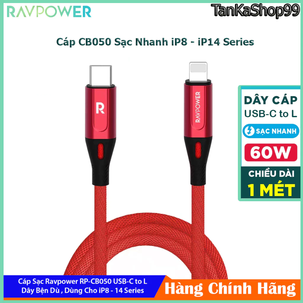 Cáp Sạc Nhanh Ravpower RP CB050 USB-C to L Cho iP8 - iP14 Chuẩn MFl ...