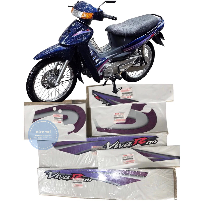 bộ tem suzuki viva 110 màu xanh tím phụ tùng zin chính hãng sản xuất ...