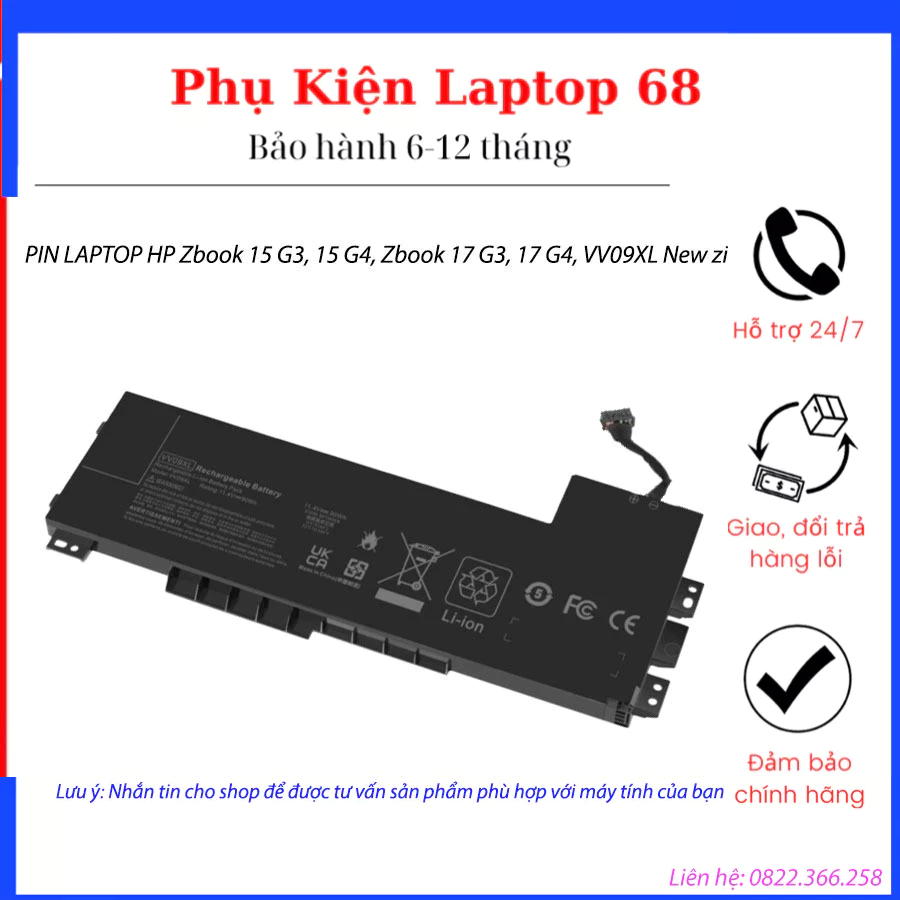 PIN LAPTOP HP Zbook 15 G3, 15 G4, Zbook 17 G3, 17 G4, VV09XL New zin ...