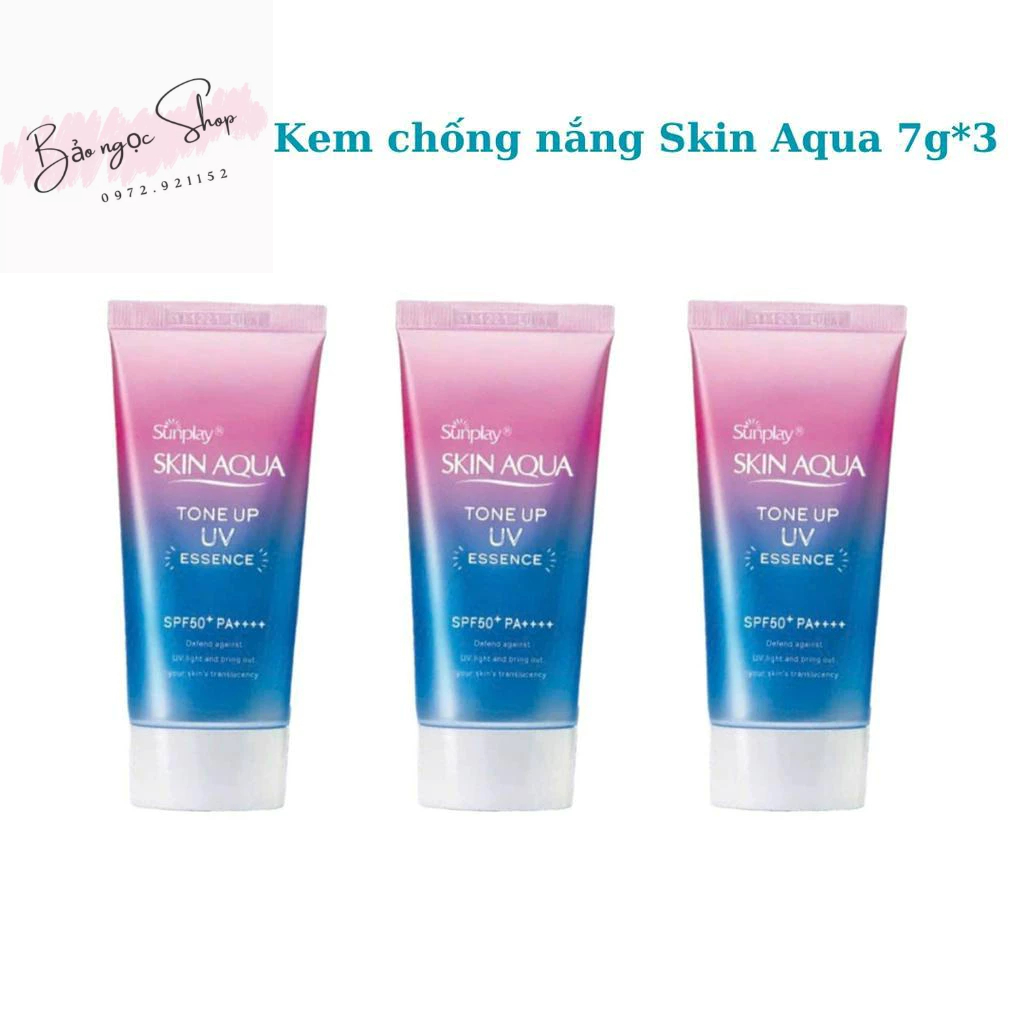 Set 3 Tuýp Tinh chất chống nắng Skin Aqua Tone Up UV Essence SPF 50+ PA++++ mini 7g- Hàng Mini ...