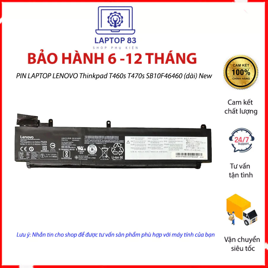 PIN LAPTOP LENOVO Thinkpad T460s T470s SB10F46460 (dài) New | Shopee ...