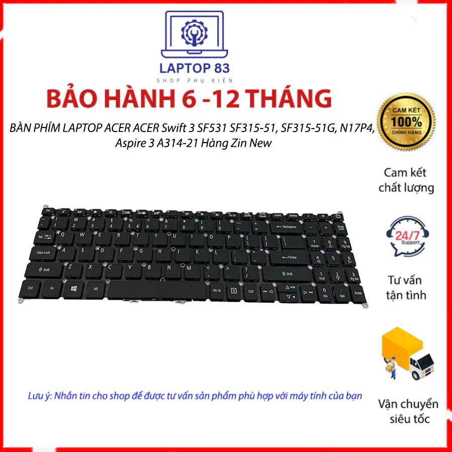 BÀN PHÍM LAPTOP ACER ACER Swift 3 SF531 SF315-51, SF315-51G, N17P4 ...