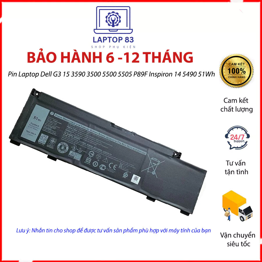 Pin Laptop Dell G3 15 3590 3500 5500 5505 P89F 266J9 Inspiron 14 5490 ...