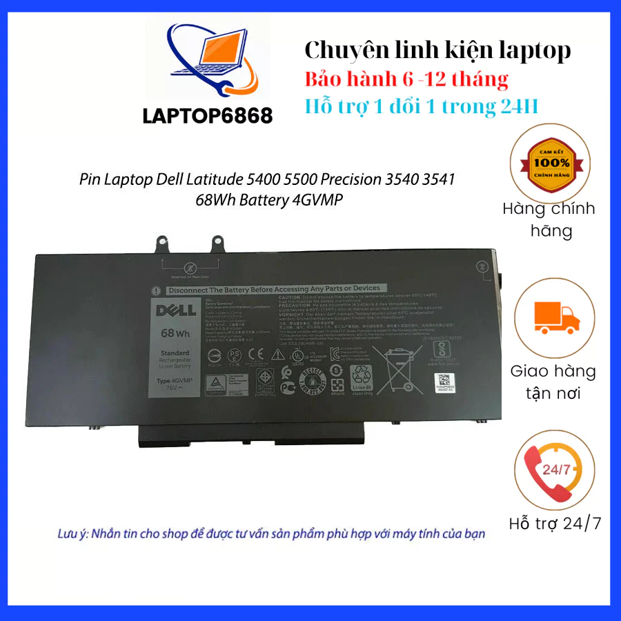 Pin Laptop Dell Latitude 5400 5500 Precision 3540 3541 3 Loại 42Wh 51Wh ...