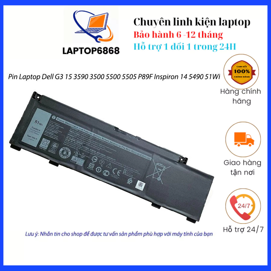 Pin Laptop Dell G3 15 3590 3500 5500 5505 P89F 266J9 Inspiron 14 5490 ...