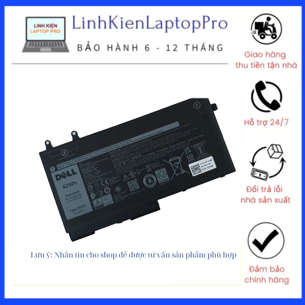 Pin Laptop Dell Latitude 5400 5401 5500 Battery 42Wh 1V1XF 7VTMN 42Wh ...