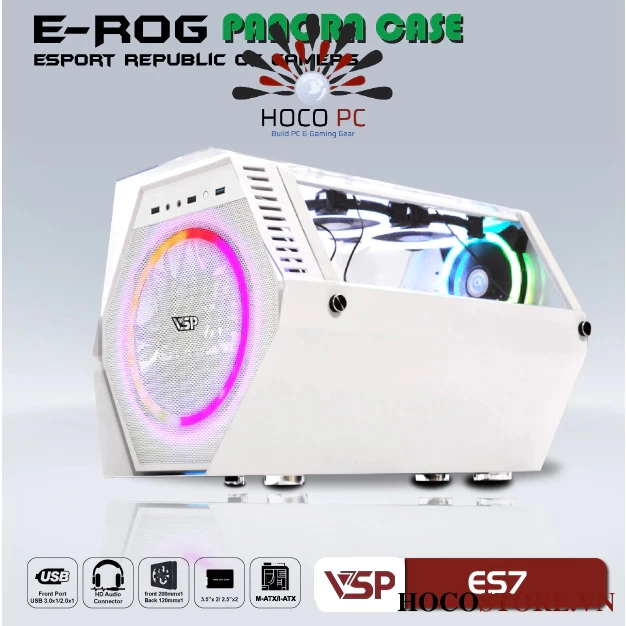 Case EROG ES7 White - Black (Kèm 01 fan 20cm và 01 fan 12cm) - HOCO PC | Shopee Việt Nam