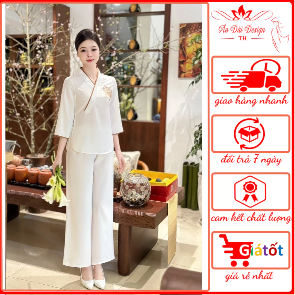 Bộ pháp phục đi chùa 2024 vải lụa chéo thêu chữ Tâm cao cấp - Pháp Phục Thu Hà - PP17 | Shopee ...