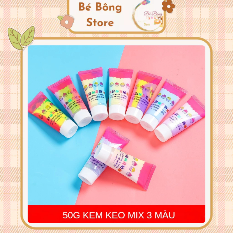 Keo Kem 50g mix 3 màu trong 1 tuýt phụ kiện trang trí kẹp tóc, ốp lưng ...