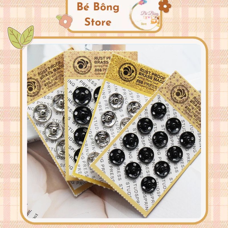 Vỉ 12 nút bóp, khuy bấm bạc - đen 10mm bằng kim loại | Shopee Việt Nam