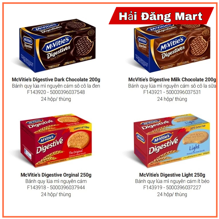 Bánh Quy Lúa Mì Nguyên Cám Truyền Thống Mcvitie'S Digestive Orginal 250G đủ vị | Shopee Việt Nam