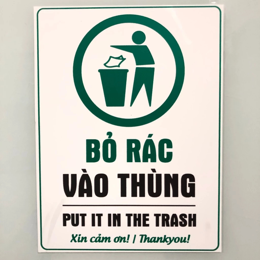 DECAL Biển Báo "Bỏ Rác Vào Thùng" - Siêu Bền, Chống Nước, Dính Mọi Bề ...