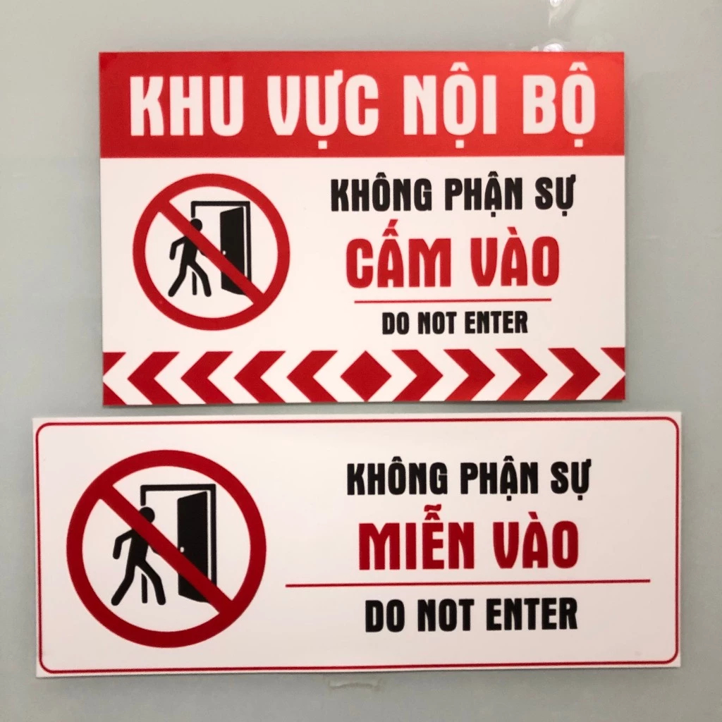 DECAL Bộ Biển Báo "Khu Vực Nội Bộ Không Phận Sự Miễn Vào", "Không Phận ...