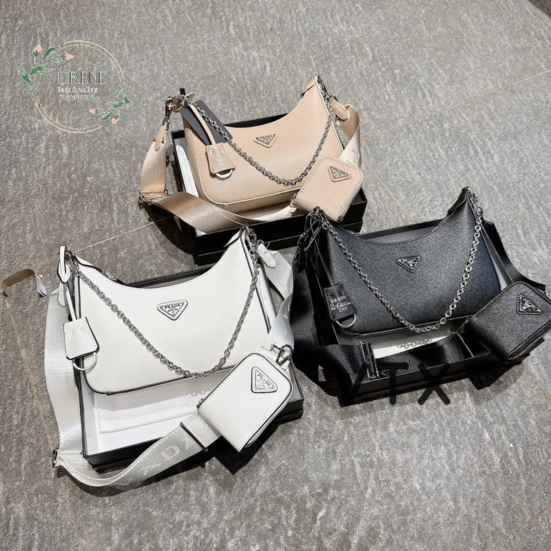 Set túi nữ Prad kèm ví vân xước ngang fullbox | Shopee Việt Nam