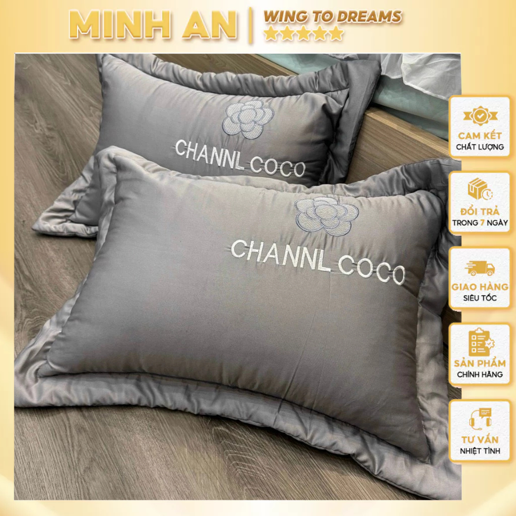 Gối ngủ vỏ gối chất liệu lụa satin coco màu sắc sang chảnh, giặt máy ...