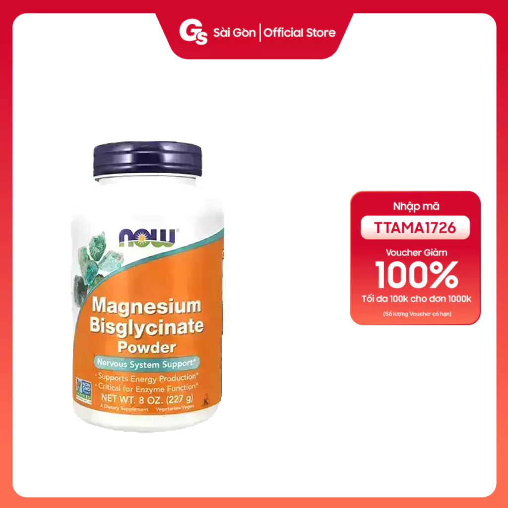 Bột NOW Magnesium Bisglycinate Chelate with TRAACS Powder (227g) nhập ...