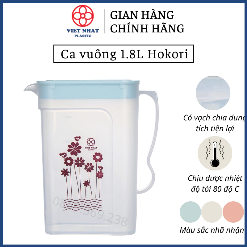 [Mã INBAU154 giảm 15K đơn 99K] Ca nhựa đựng nước 1.8L Hokori 6082, ca nhựa vuông trong suốt ...