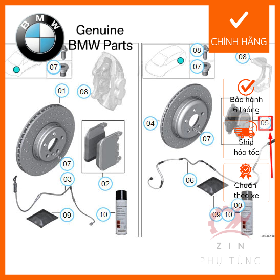[CHÍNH HÃNG] Má phanh sau ( bố thăng sau ) BMW M5 F10 34212284466 ...