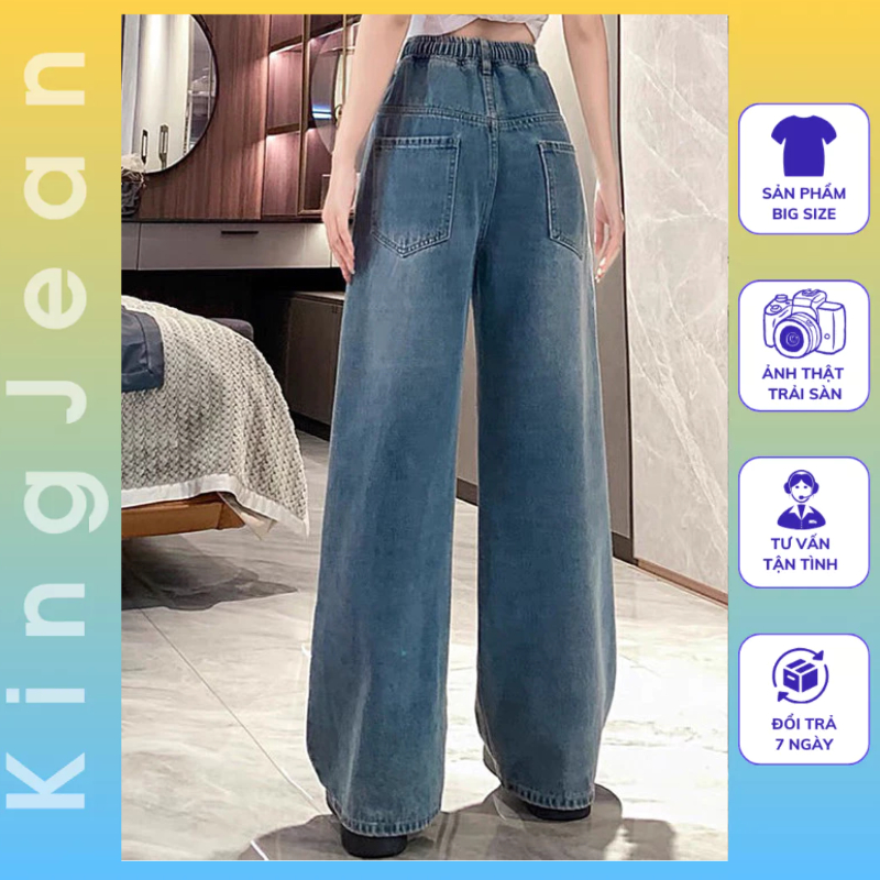 Quần Jean Nữ Ống Suông Rộng Lưng Thun Lưng Cao Hách Dáng Bigsize 55 ...
