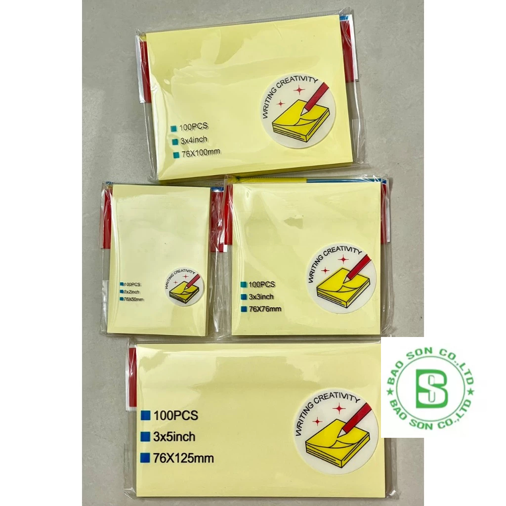 Giấy ghi chú, giấy note, giấy ghi nhớ vàng kích thước 3x2, 3x3, 3x4 ...