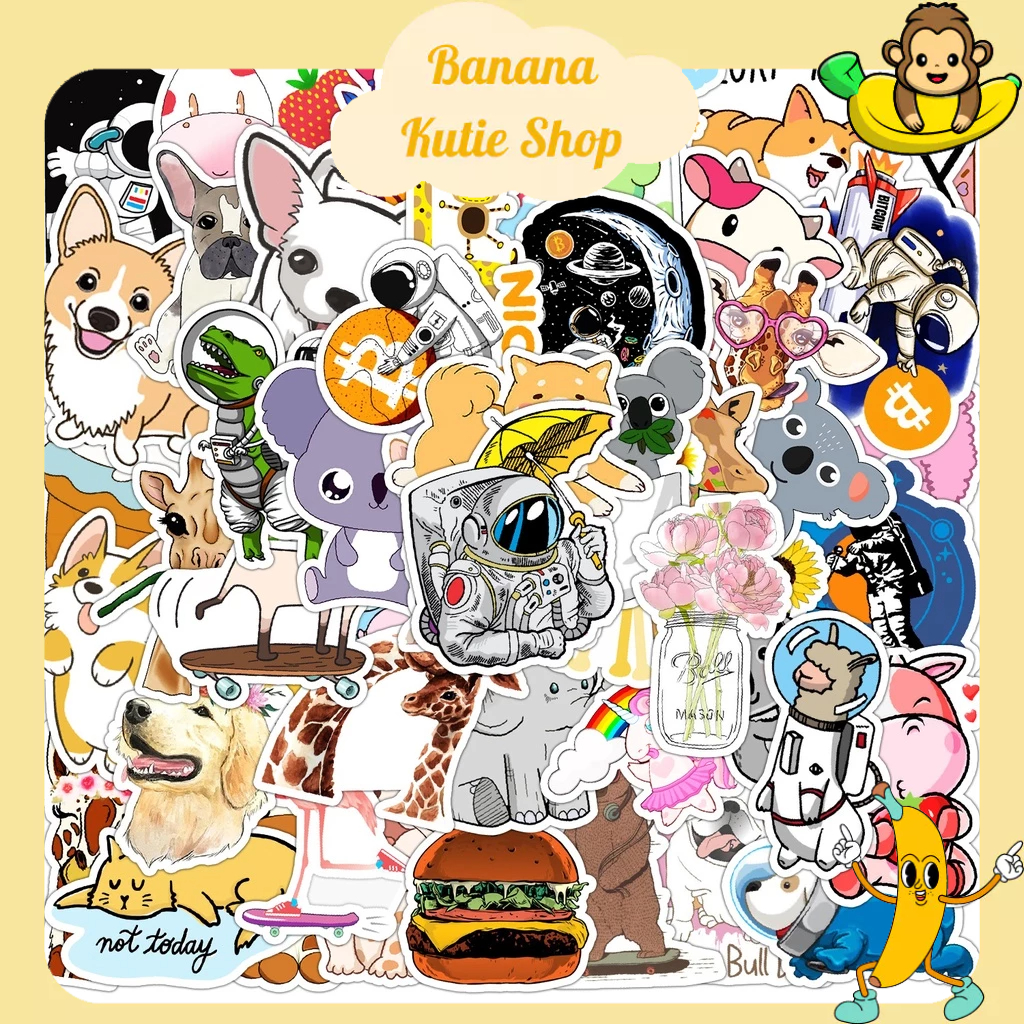 Bộ 50 Sticker Số 41 chống nước sticker dán laptop, điện thoại, đàn ...