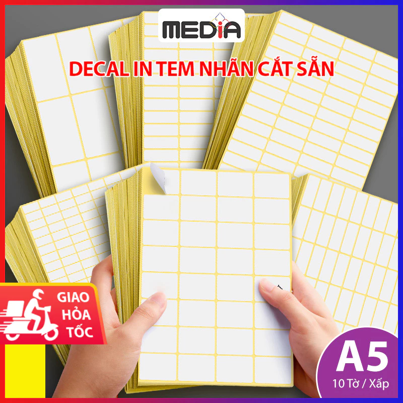 Decal Giấy A5 Media Xấp 10 Tờ Sticker, Giấy In Tem Nhãn Miếng Dán Decal ...