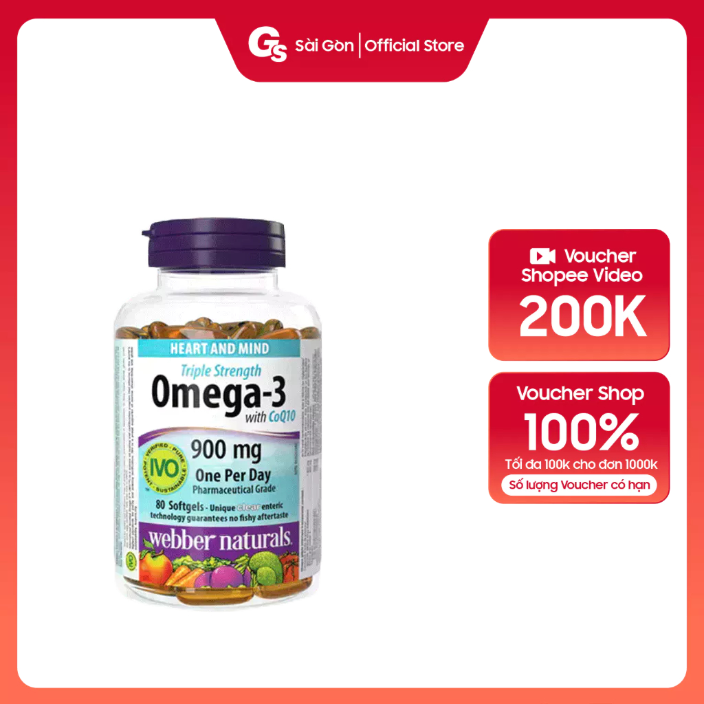 Viên uống dầu cá Webber Naturals Triple Strength Omega-3 with CoQ10 ...
