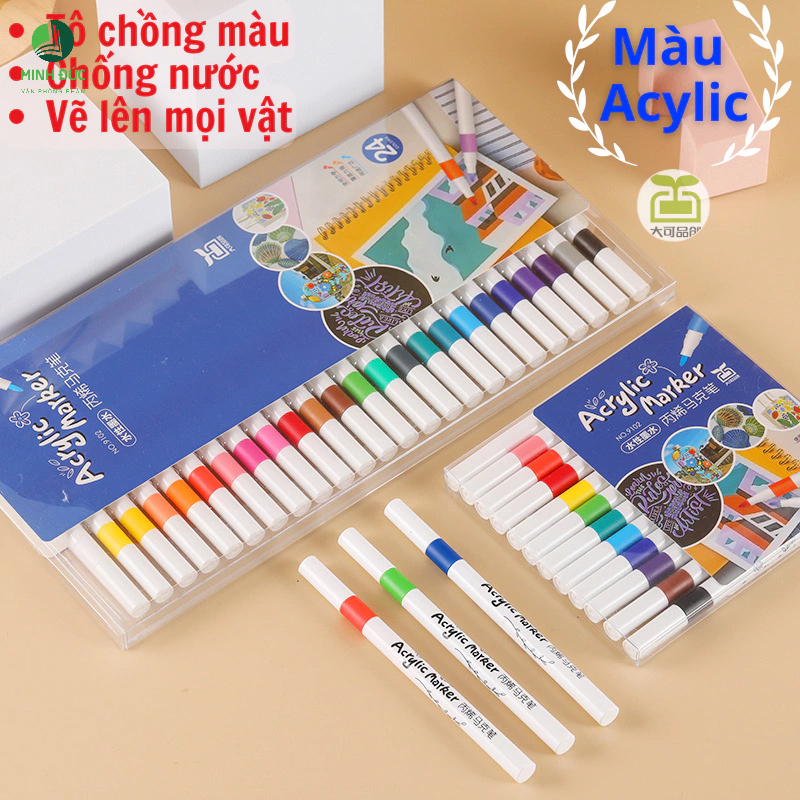 Bút Màu Acrylic Marker 12/24/36/48/60 Cao Cấp Màu Sắc Tươi Sáng - Bút ...