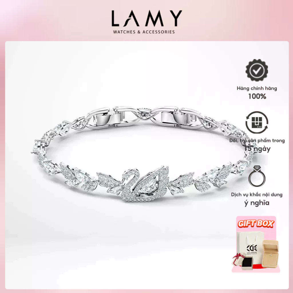 Vòng tay thiên nga CDE Crystal Dancing Swan Silver Bracelet CDE2035SV ...