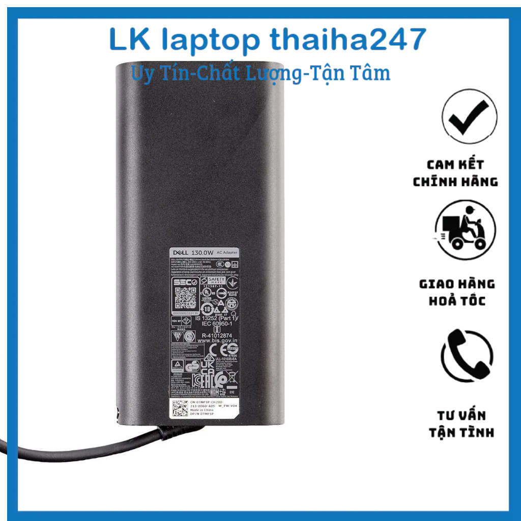Sạc Laptop Dell 20V-6.5A Chân Type C Các dòng máy SPX Latitude ...